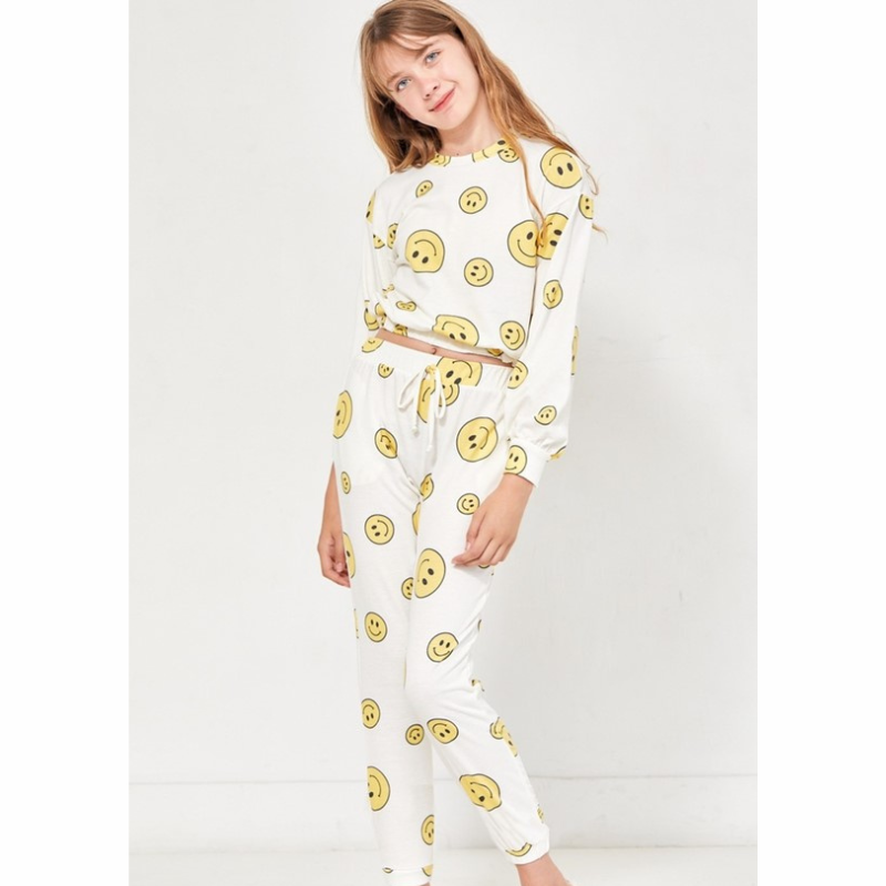 Girls Smiley Face Print Set – Jadey's Closet